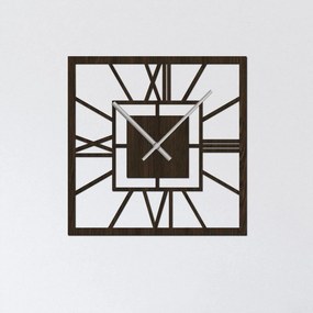 dřevo života Nástěnné hodiny SQUARE Zvolte barvu dekoru: Wenge, Zvolte velikost hodin (cm): 40x40, Barva ručiček: Stříbrné