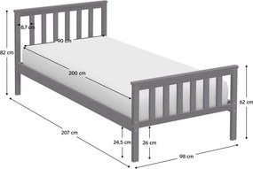 Postel s roštem, šedá, 90x200, ANATRA Kondela 0000411541