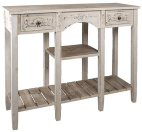 Bílý vintage dřevěný stolek Benedicto - 125*40*97 cm