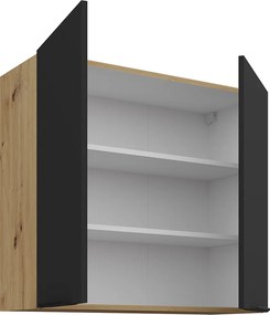 ARIA ac | horní skříňka 80 G-72 2F policová | 80 cm | ANTI FINGERPRINT povrch | artisan/černá