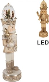 Béžová dekorace Louskáček Nutcracker s LED světýlky - 14*14*49 cm / 3*AA