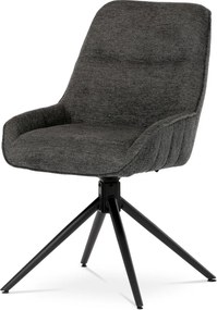 Autronic Židle jídelní a konferenční, tmavě šedá látka, černé kovové nohy,  otočná P90°+ L 90° s vratným mechanismem - funkce res HC-535 GREY2