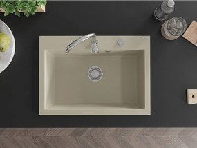 Mexen Elix granitový dřez 1-komorový 700 x 500 mm, béžový, sifon chrom - 6526701005-69