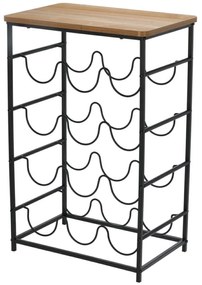 STOJAN NA VÍNO DEBRA 60X26X40 CM ČERNÁ/HNĚDÁ