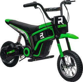 HOMCOM Elektrická Motorka pro Děti s Motorem 24V 350W, Rychlost 8-16 KM/H, 12 Palcové Pneumatické Pneumatiky, S Hudbou a Světly, Moto Kros pro Děti 8-