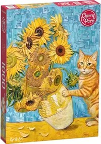 CHERRY PAZZI Puzzle Kočka a umění / 1000 dílků / 50 × 70 cm