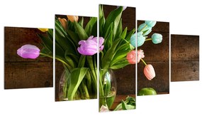 Obraz tulipánů ve váze (150x80 cm)