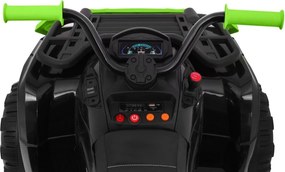Ramiz Dětská čtyřkolka XL ATV 2,4 GHz na baterie černo-zelená na dálkové ovládání + pohon 4x4 + nosič zavazadel + pomalý start + EVA + LED a zvuky