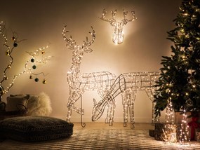 Sada 2 dekorativních vánočních stromečků s LED světly černé NEIDEN Beliani