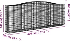Klenuté gabionové koše 9 ks 400x50x140/160cm pozinkované železo 3145989