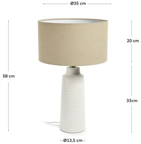 Bílá/béžová keramická stolní lampa s textilním stínidlem (výška 58 cm) Mijal – Kave Home
