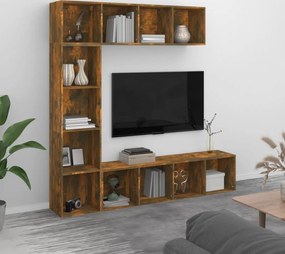 vidaXL 3dílná TV skříňka a knihovna 180 x 30 x 180 cm [3152714] Barva: kouřový dub
