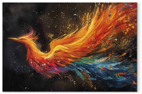 Obraz Firebird - Painterly Phoenix Rushing With the Wind on a Black Background