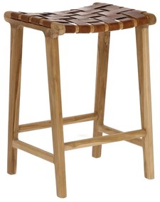 OnaDnes -20% Hnědá kožená barová židle Kave Home Calixta 67 cm