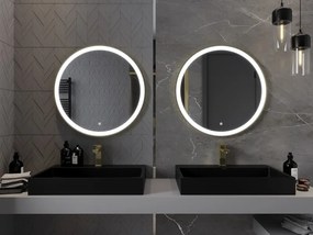 Mexen Esso podsvícené koupelnové zrcadlo, kulaté 70 cm, LED 6000K, proti mlze, zlatý rám - 9825-070-070-611-50