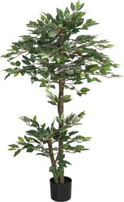 Umělý Fikus 150 cm – Dekorativní Umělé Rostlina v Květináči pro Domov, Obývací Pokoj, Kancelář Ø15x150 cm Zelená | Aosom
