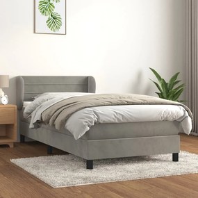vidaXL Box spring postel s matrací 90x200 cm samet [3127530] Barva: Tmavě šedá