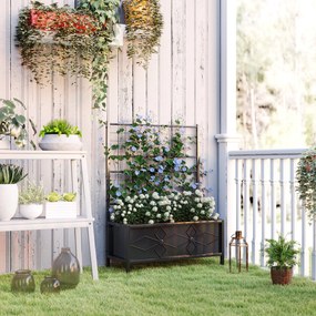 Zvýšený květináč s trellis Outsunny, zahradní vyvýšený záhon, venkovní květinová krabice - diamantový vzor, odtokové otvory, pozinkovaná ocel pro bal…