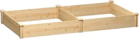 Outsunny zvýšený dřevěný záhon pro městskou zahradu k pěstování s přepážkou a otevřeným dnem 235x121x26 cm, přírodní