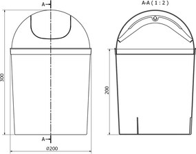 Aqualine Aqualine, Odpadkový koš výklopný, 5 l, plast, bílá, 20309