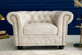 Designové křeslo Chesterfield šampaňský samet