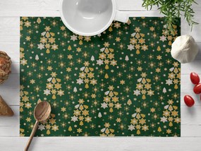 Biante Vánoční bavlněné prostírání na stůl Sandra SA-407 Hvězdičky a stromky na zeleném 35x45 cm