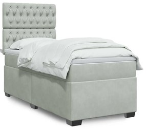 Box spring postel s matrací světle šedá 90x190 cm samet 3293092