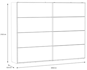 Šatní skříň se zrcadlem OREN 270x210 cm dub artisan