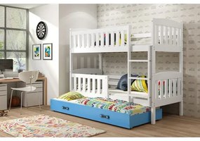 Dětská patrová postel KUBUS s výsuvnou postelí 80x190 cm - bílá Modrá