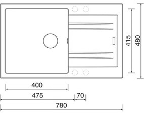 Sinks Linea 780 N Granitový dřez s odkapem oboustranné provedení, 78x48cm, sahara, SIGLI780480N50