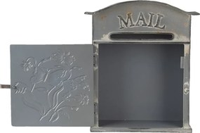 Šedá retro poštovní schránka Mail - 26*10*31 cm