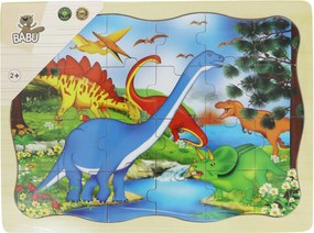 BABU - Dřevěné puzzle dinosaurus - 24 dílků
