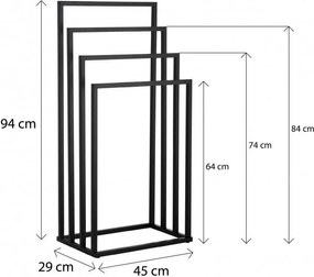 Stojan na ručníky - 4 ramenný - černý