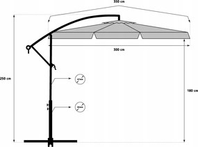 Bestent Zahradní skládací šedý slunečník 350cm