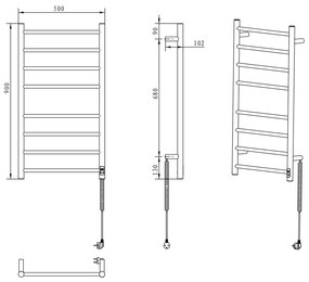 Sapho, REDONDO Elektrický sušák ručníků, kulatý, 500x900mm, 75W, černá mat, časovač, ER220BT