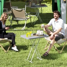 Outsunny skládací zahradní stůl s výškově nastavitelnou funkcí, příruční stůl do venkovního prostředí s deskou z HDPE, kovová konstrukce, pro balkon …