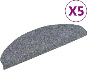 Schodové rohože samolepicí 5 ks 65 x 21 x 4 cm světle šedé, půlkulaté, velké 149704