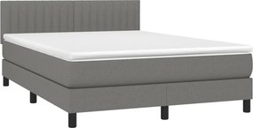 Box spring postel s matrací tmavě šedý 140 x 190 cm textil 3140210