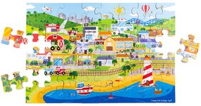 Bigjigs Toys Podlahové puzzle Město 48 dílků