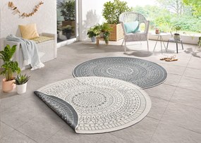 Hanse Home, Kusový koberec Twin-Wendeteppiche 103143 creme grau kruh – na ven i na doma, 200x200 (průměr) kruh, šedá, chodba / předsíň