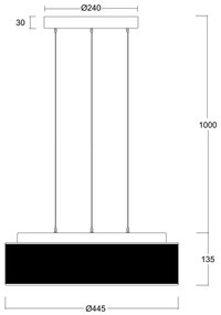 Osmont 67400 Eris LEC3, černé závěsné svítidlo z triplexového skla, 27W LED 3000K, prům. 44,5cm
