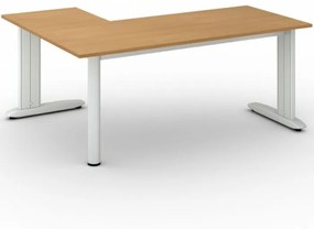 Rohový kancelářský psací stůl PRIMO FLEXIBLE 1800 x 1400 mm, bříza