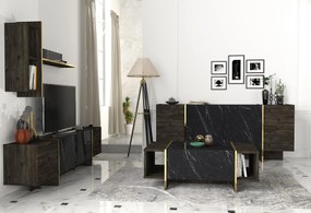 Hanah Home Sada nábytku do obývacího pokoje Veyron Set 2, Černá, Zlatá