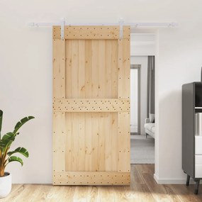 Posuvné dveře s kováním 100 x 210 cm masivní borové dřevo,  3203037