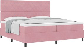 Postel s boxspringem s čelo Růžová 200 x 200 cm samet 3339793