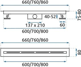 Rea Filo, odtokový žlab 80cm, ocelová, KPL-G6802