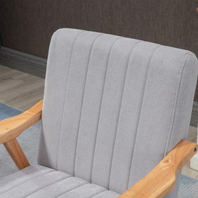 Křeslo HOMCOM Čalouněné křeslo s područkami Křeslo do obývacího pokoje Relaxační křeslo Scandi design Nohy z gumového dřeva Světle šedá barva do obýv…