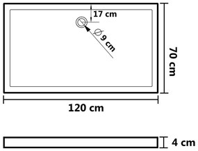vidaXL Marketos Obdélníková sprchová vanička ABS bílá 70 x 120 cm