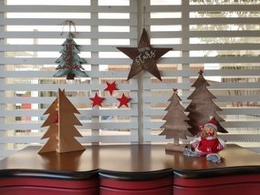 Vánoční dřevěná dekorace s ozdobou Christmas Tree 2 ks