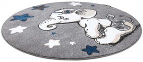 Dywany Łuszczów, Dětský kusový koberec Petit Elephant stars grey kruh, 140x140 (průměr) kruh, šedá, dětský pokoj